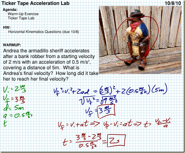 Ticker Tape Acceleration Lab - Regents Physics